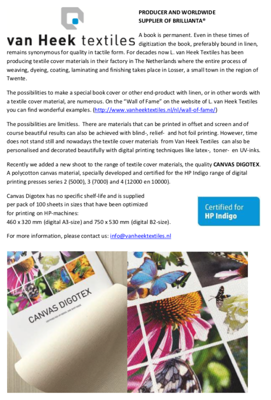 Van Heek Textiles introduces certified cover materials for HP Indigo ...